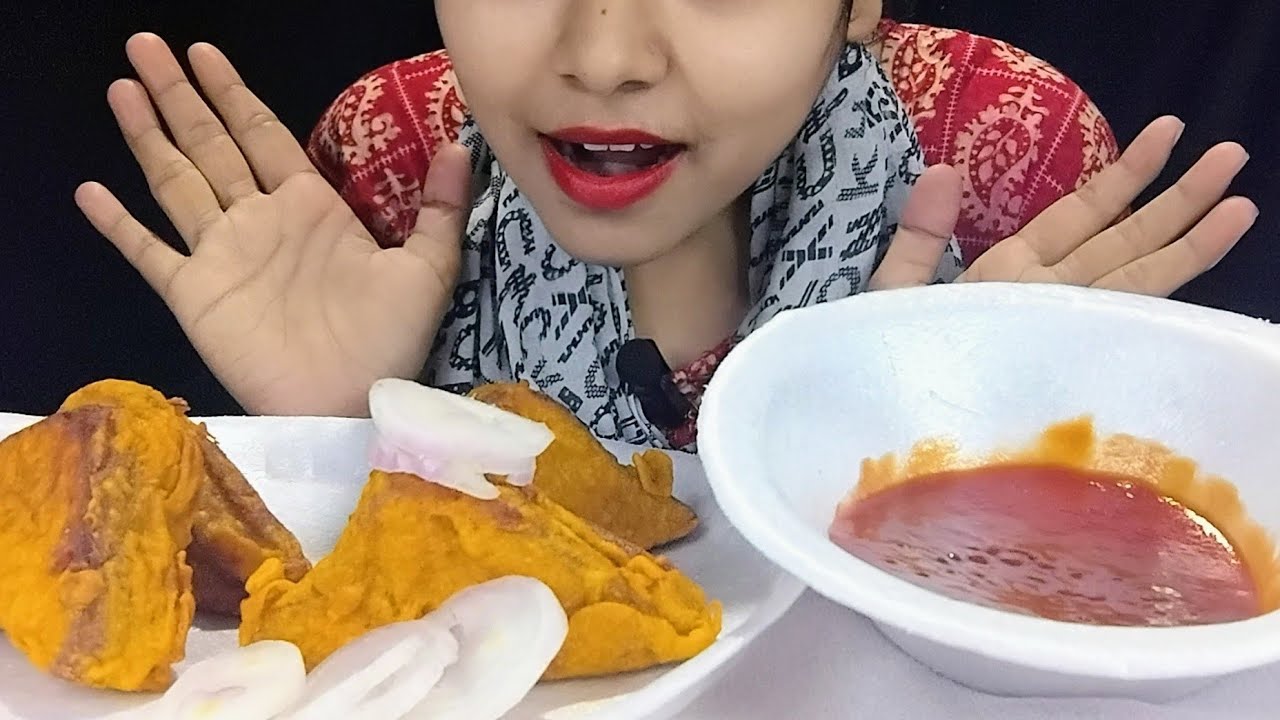 Eating ASMR| Eating Bread Pakora with Souce| Eating Sound| No Talking ...