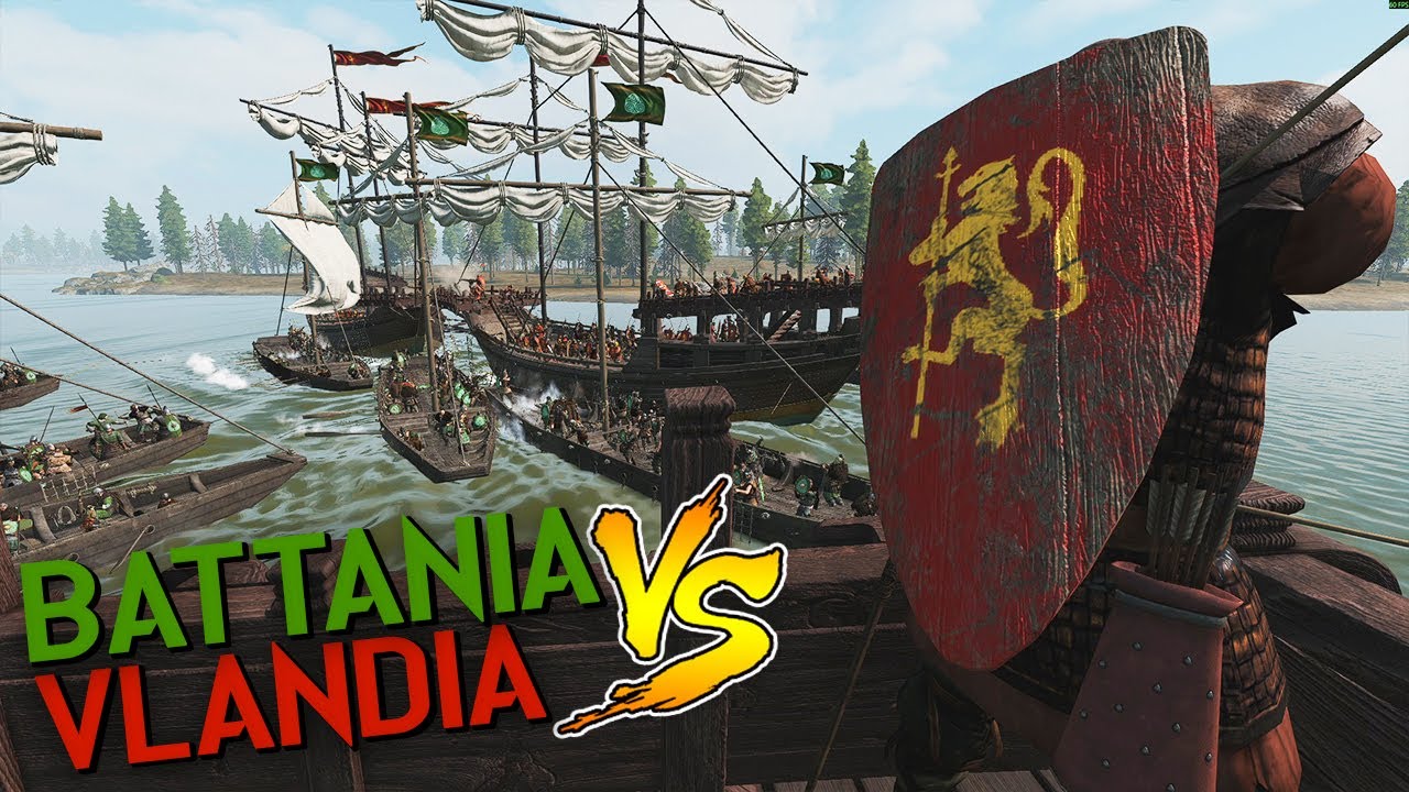 Battanian Birlinn Vs. Vlandian Roundship | War Sails Sea Battle - YouTube