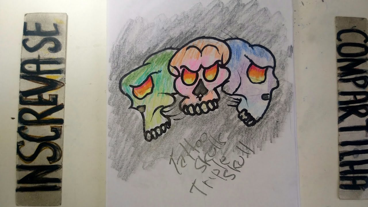 Tattoo Skulls. Triple Skull - YouTube