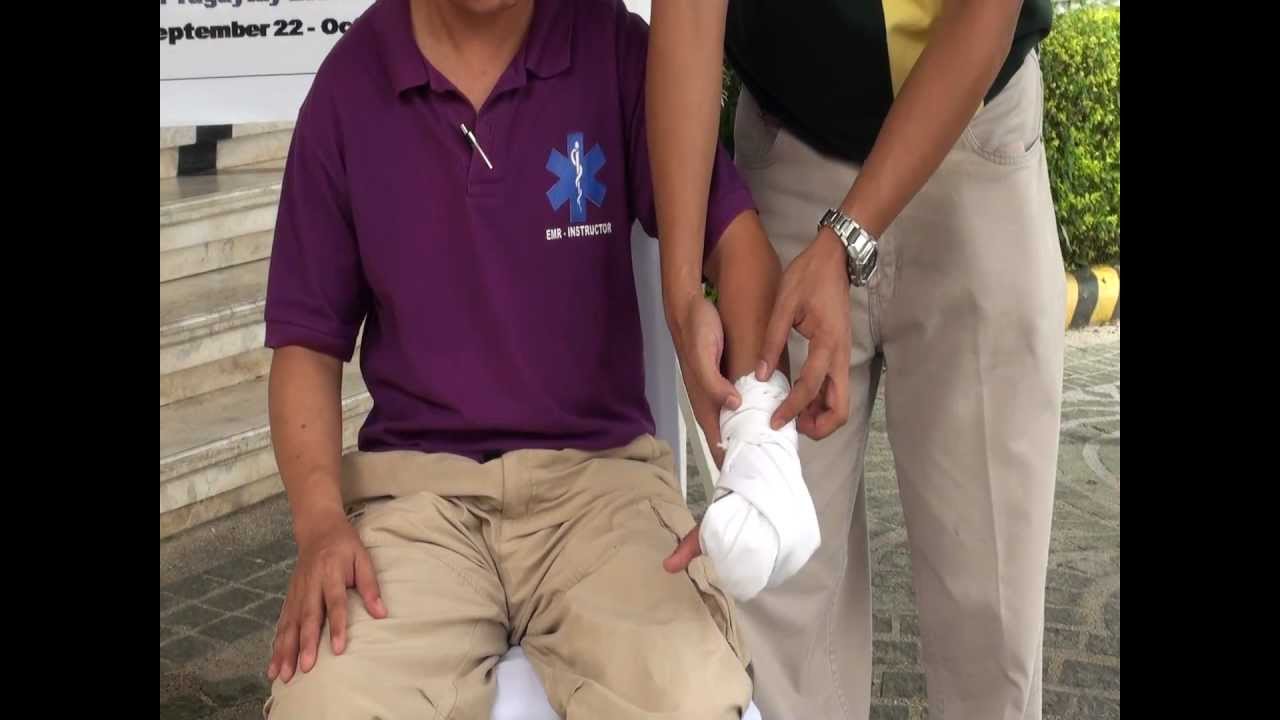 Horizontal Hand Wound using Close Fist Technique,Triangular Bandage ...