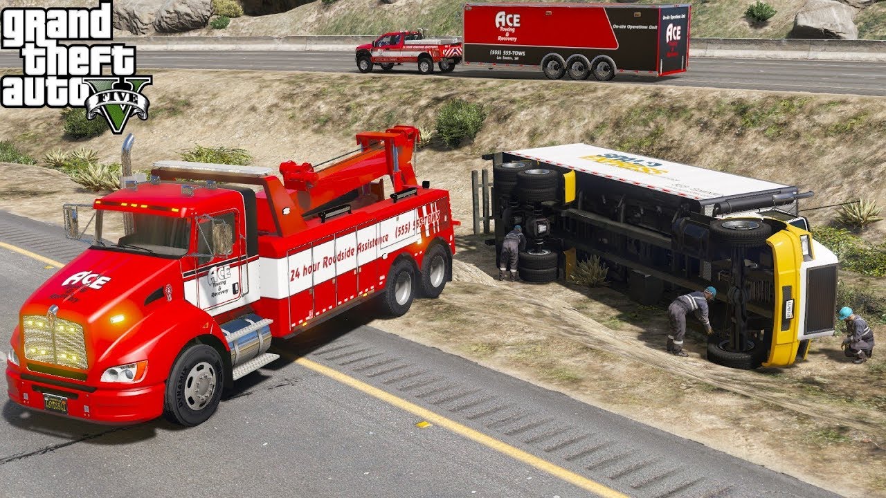 GTA 5 Real Life Mod #173 Kenworth T440 Heavy Duty Tow Truck Wrecker ...
