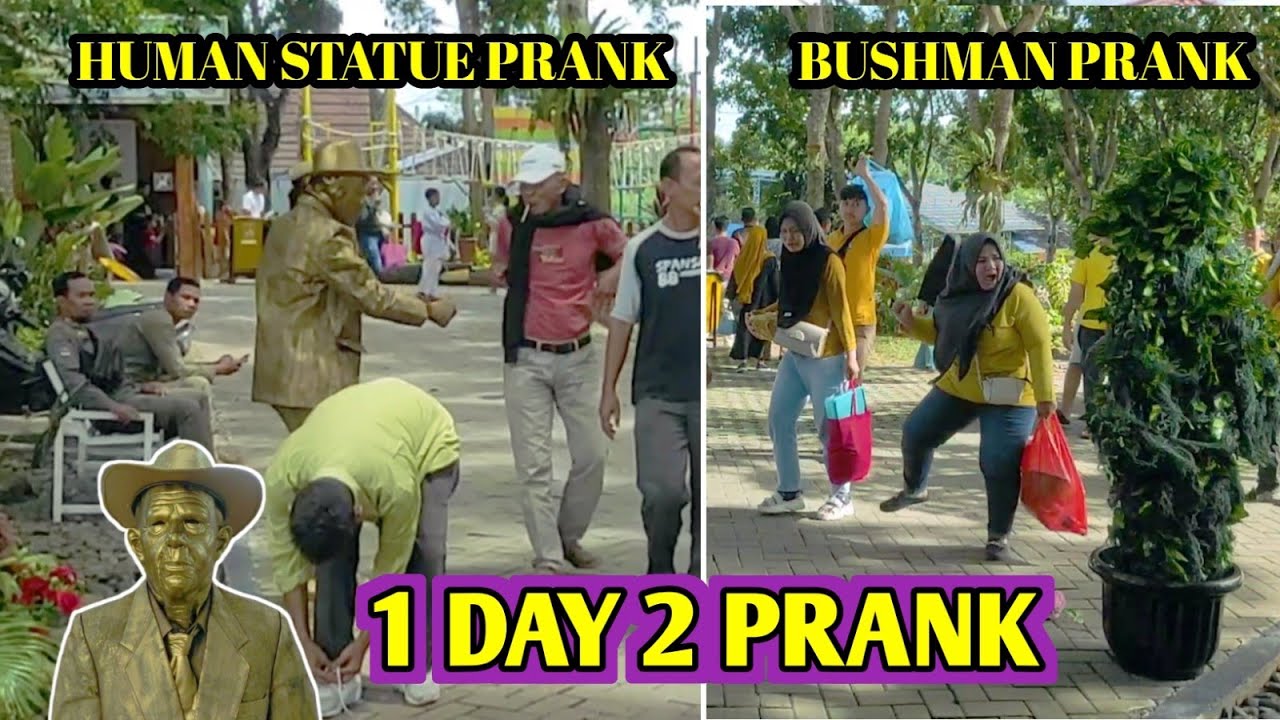 BUSHMAN PRANK VS HUMAN STATUE PRANK COMPILATION - YouTube