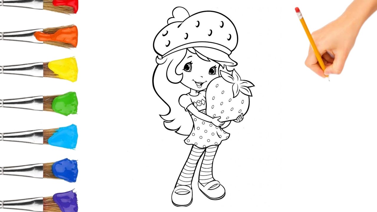 How To Draw Strawberry / Strawberry Girl Drawing Simple For Kids 🍓👧🏻🖌️ ...