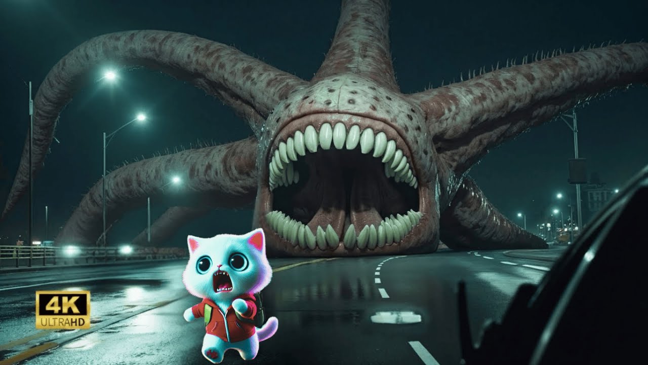 Kitten in Danger! The Starfish Monster is Right Behind😱🐱 #cat #ai # ...