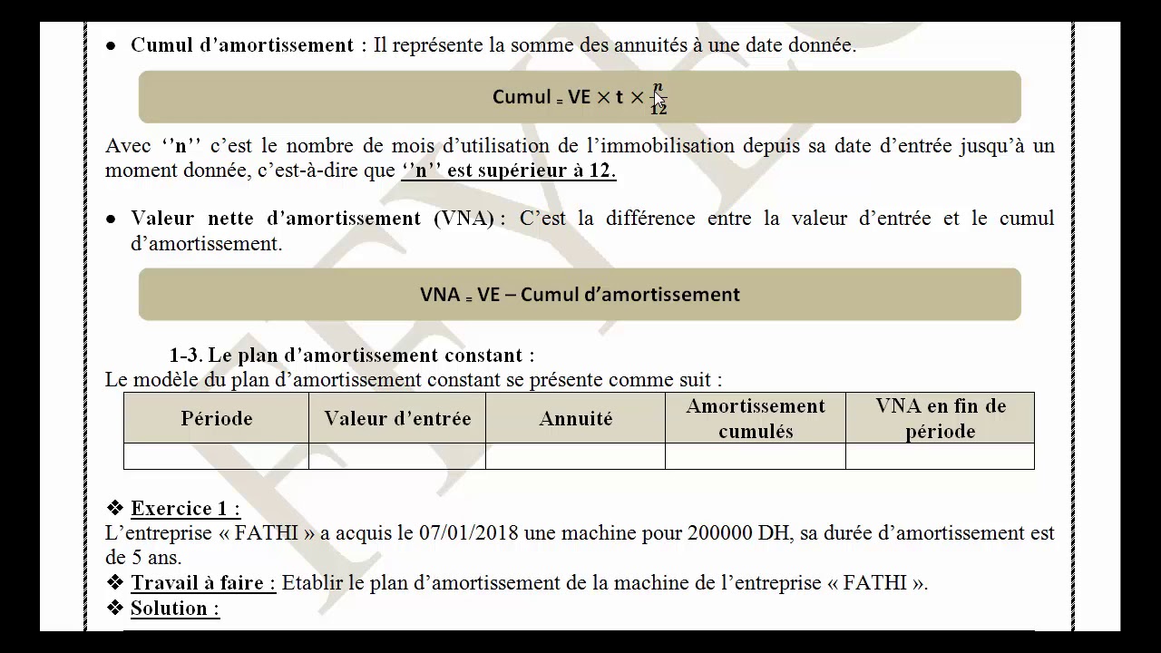 Compta - Chap 2 : Les Amortisements - Partie 2/5 "Amortissement constant" - YouTube