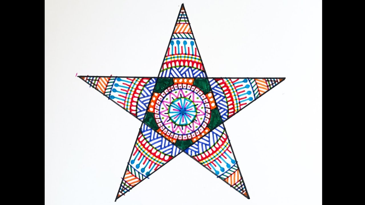 HOW TO DRAW STAR MANDALA ART | COLOURFUL MANDALA DRAWING | PART 15 ...