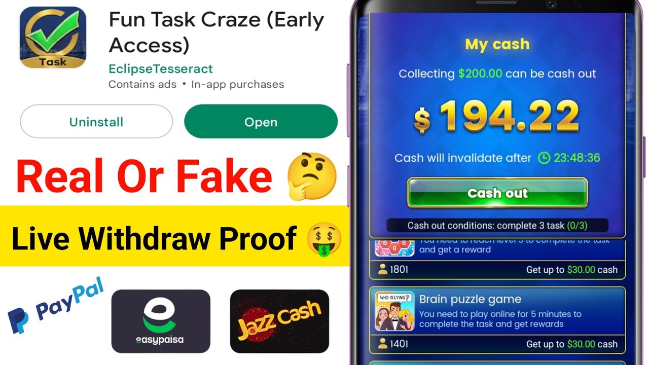 Fun Task Crazy App withdraw Proof | Fun Task Crazy App Real Or Fake ...