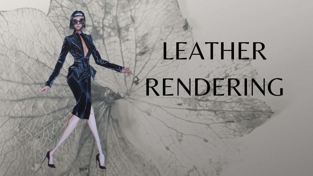 #5 How to draw Leather dress fabric rendering ,fashion illustration ...