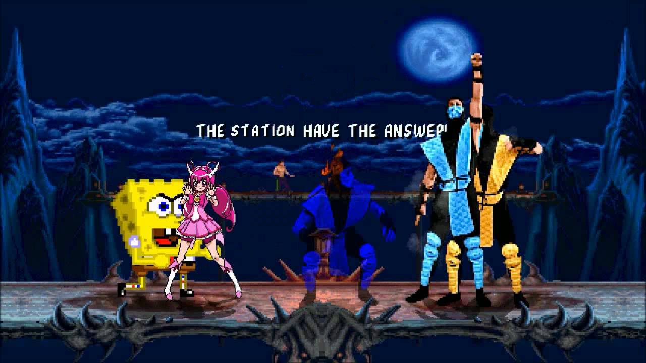 M.U.G.E.N Battle: Cure Happy & Spongebob vs. Sub-Zero & Scorpion - YouTube