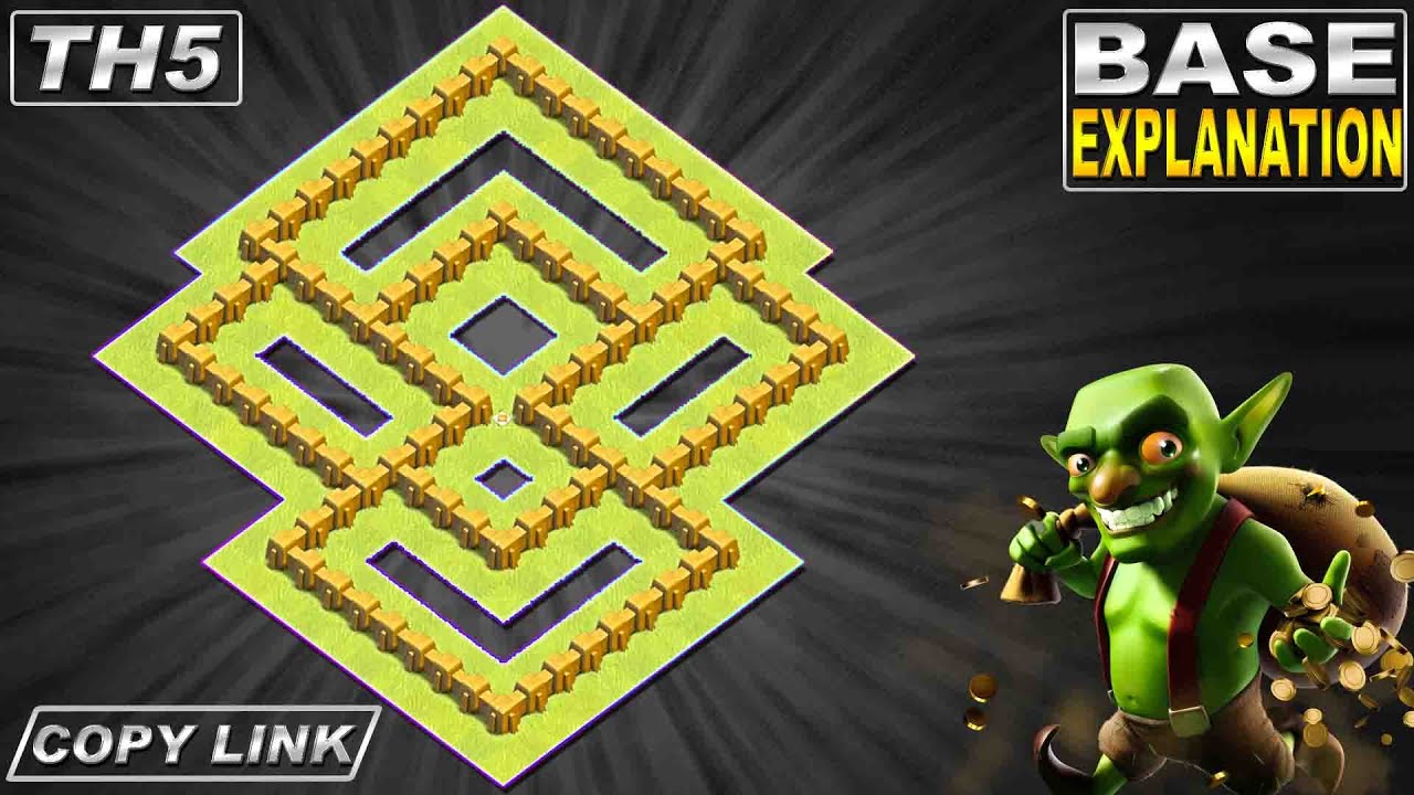 NEW Best TH5 HYBRID/TROPHY Base 2020!! Town Hall 5 Hybrid Base Design ...