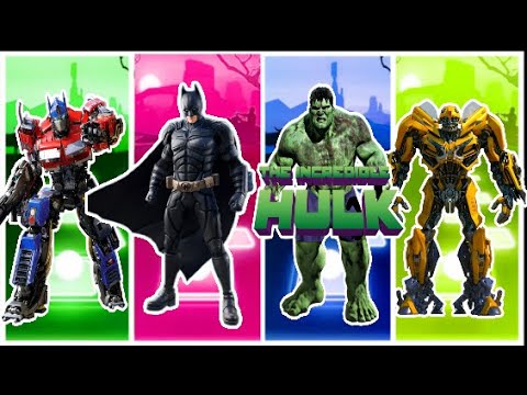 Optimus Prime vs Batman vs Hulk vs bumblebee tiles - YouTube