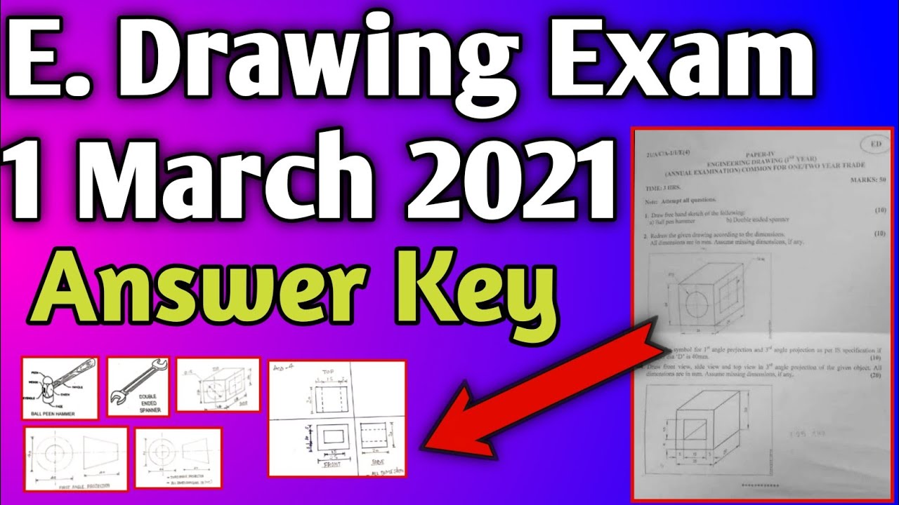 Engineering drawing Answer Key 1 March 2021 | Engineering Drawing Paper ...
