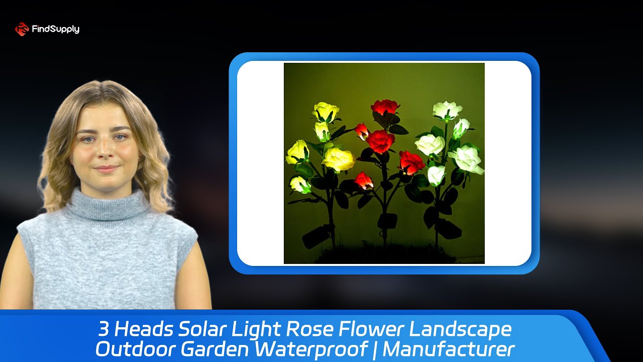 3 Heads Solar Light Rose Flower Landscape Outdoor Garden Waterproof ...