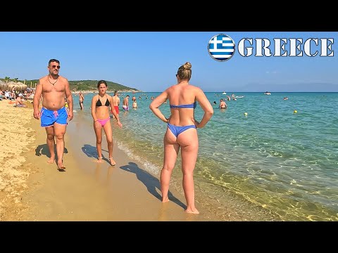 Beach Walk in Hot day🔥BIKINI BEACH 😎 Greece 🏖 Kavala Beach vlog
