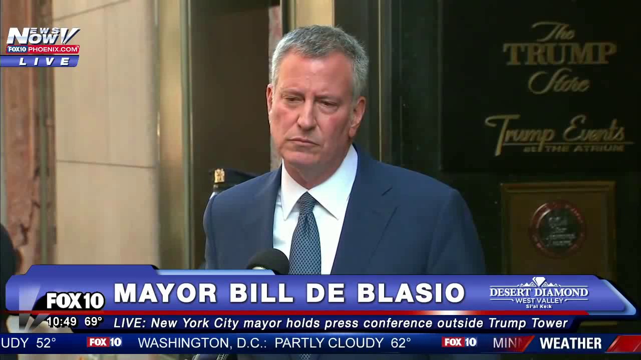 New York Mayor Bill De Blasio Meets With Trump - YouTube