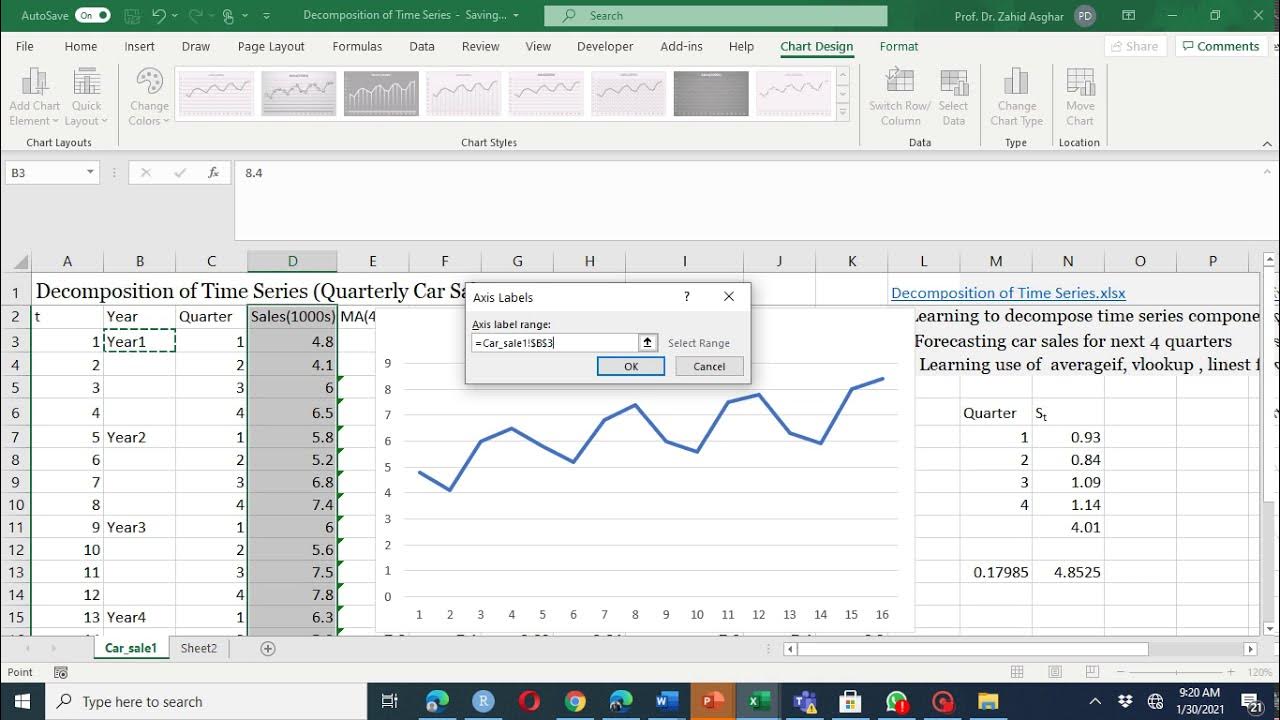 Decomposition of Time Series Components Using Excel - YouTube