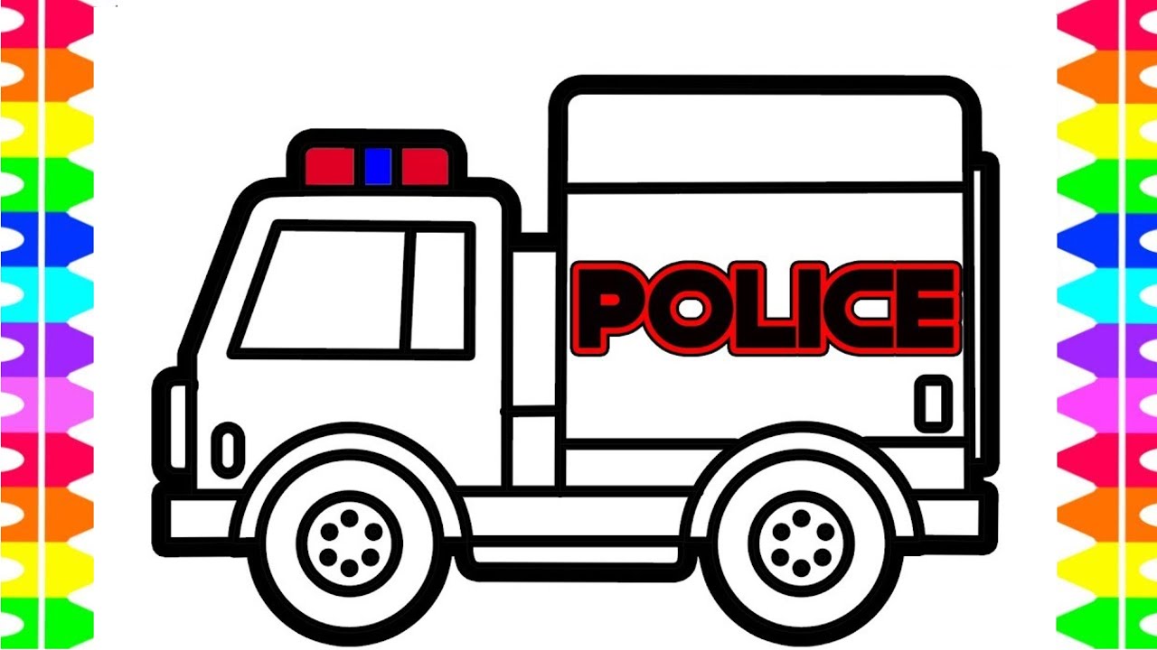 Police Van Drawing, Painting, Coloring for Kids and Toddlers | Basic ...