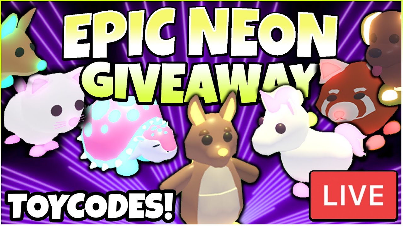 Adopt Me 🎁 NEON PETS GIVEAWAY + TOYCODES - YouTube