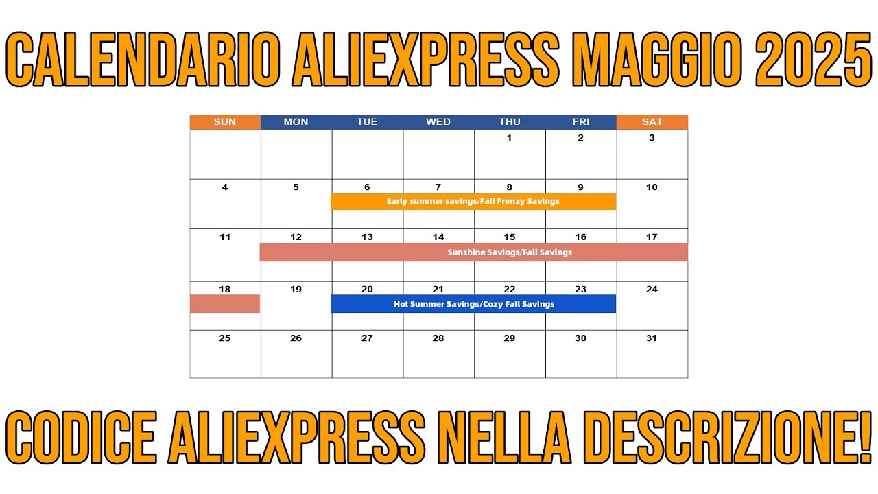 Calendario AliExpress Maggio 2025 - YouTube