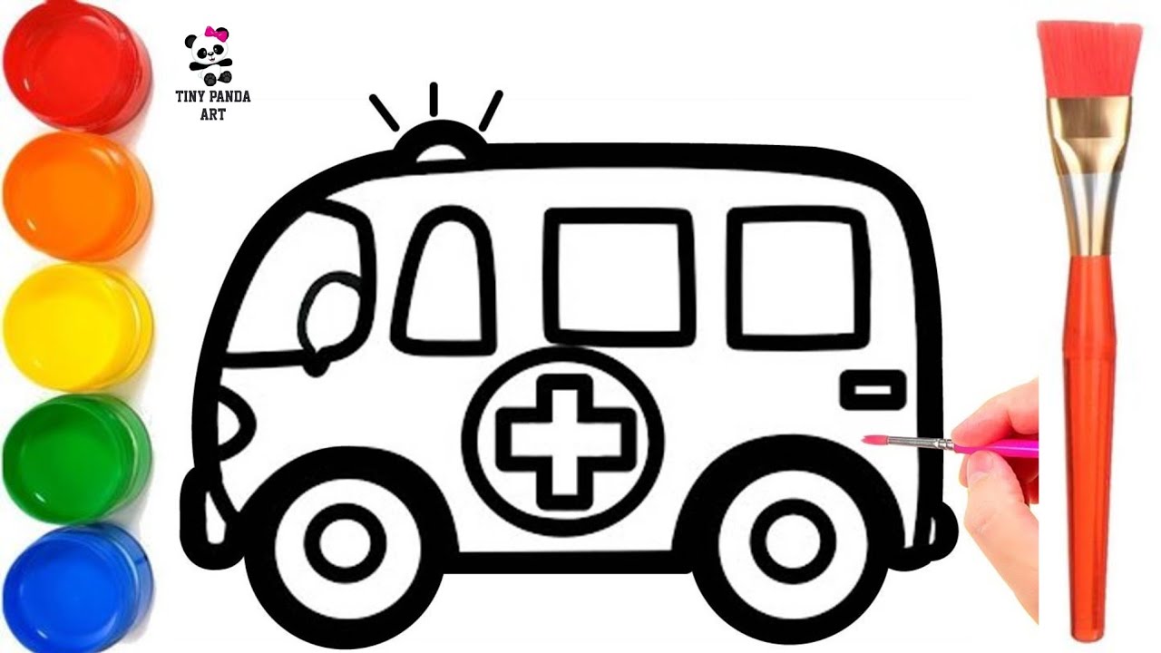 How to Draw ambulance drawing, Painting and Coloring for Kids ...