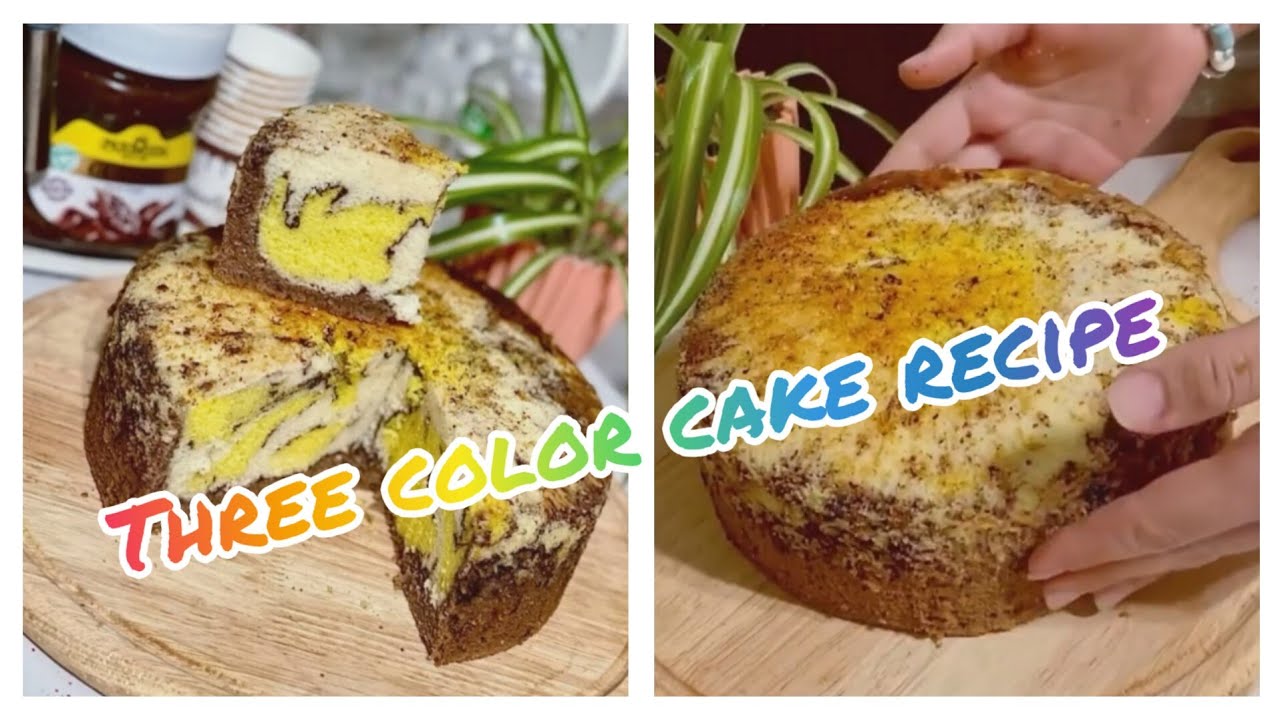 Three color cake recipe 😋 Easy and delicious👌 #cake #cakerecipe #yummy ...
