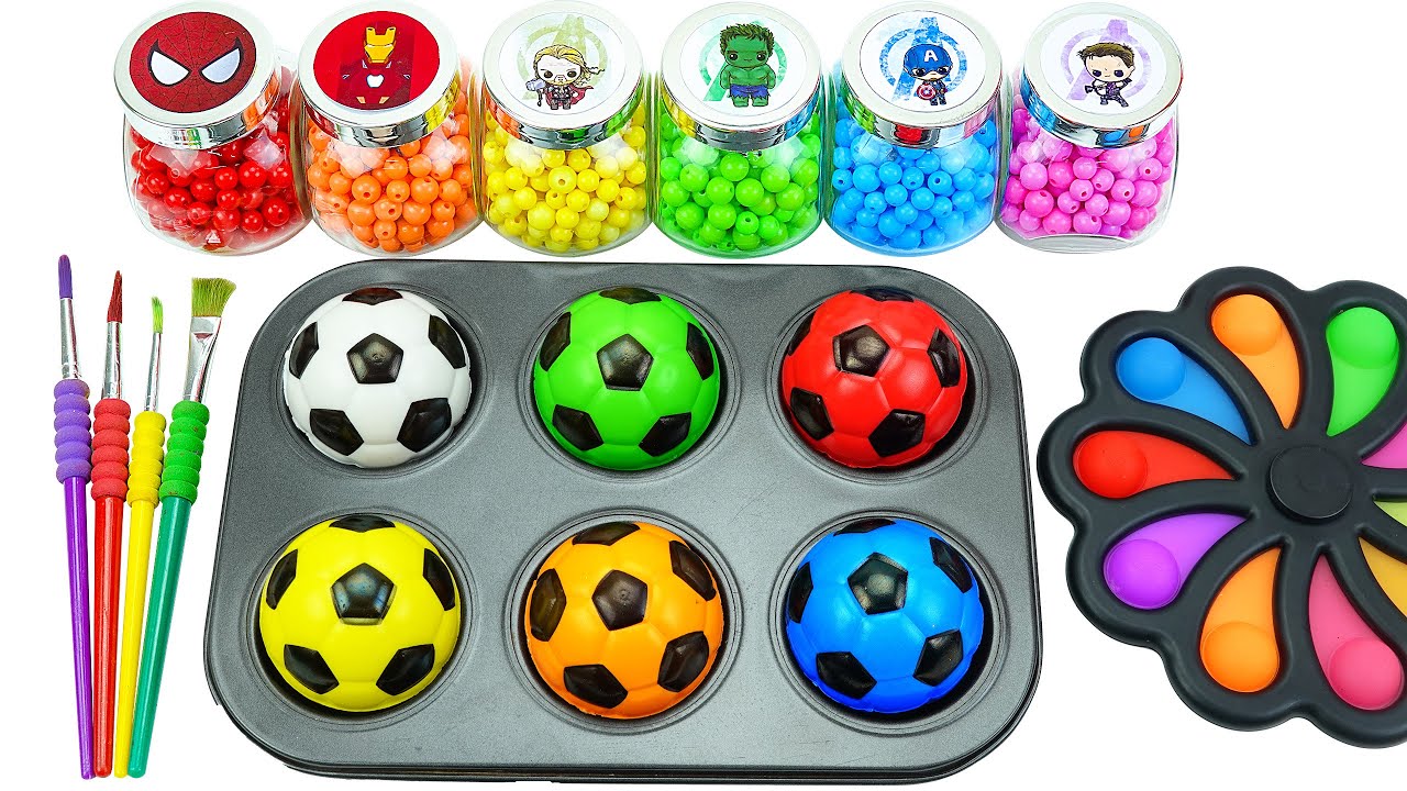 Satisfying Video l DIY How to make Rainbow Slime Candy with Soccer ...
