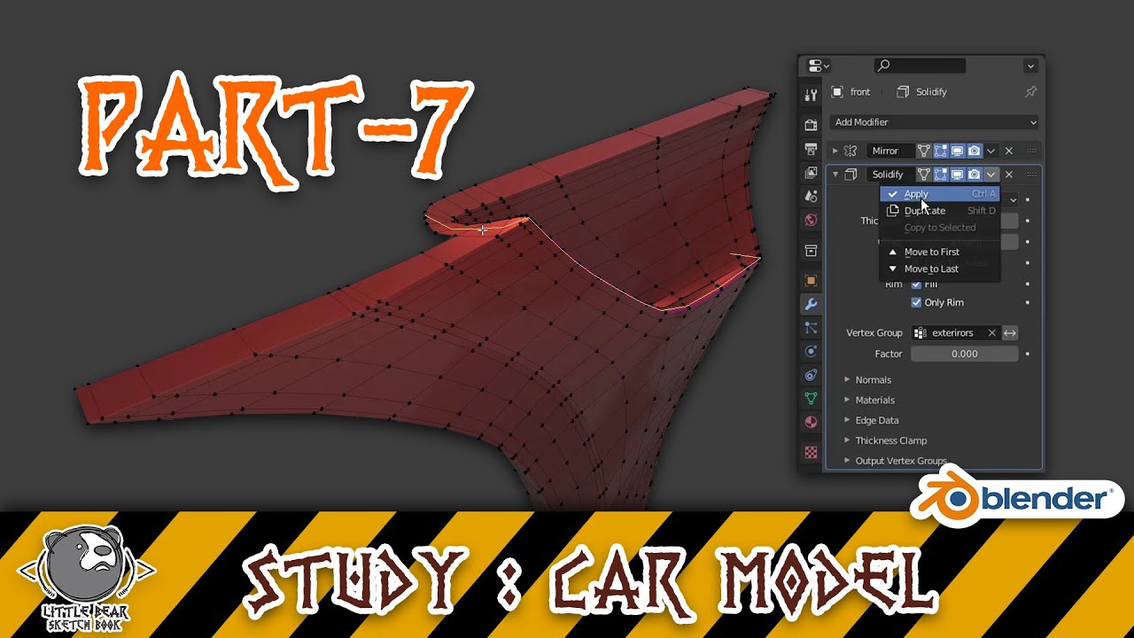 Blender - Study Car Model #Part 7 [Time-Lapse] (Apply Solidify ...