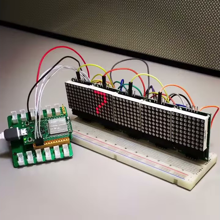 LinkIt 7697 with chained 8x8 dot matrix module (MAX7219) - fixed position - YouTube