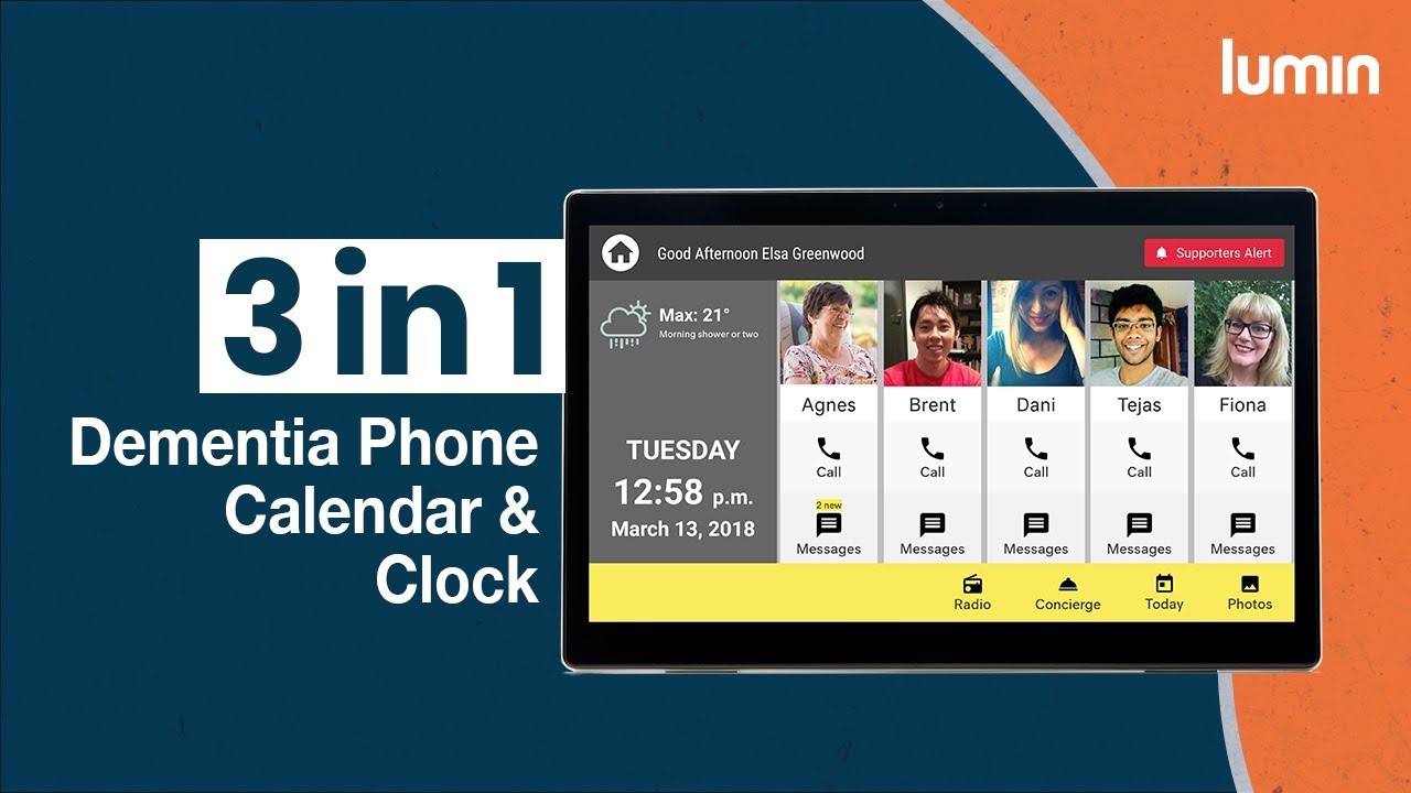 Lumin One Touch - Dementia Phone, Calendar & Clock - YouTube