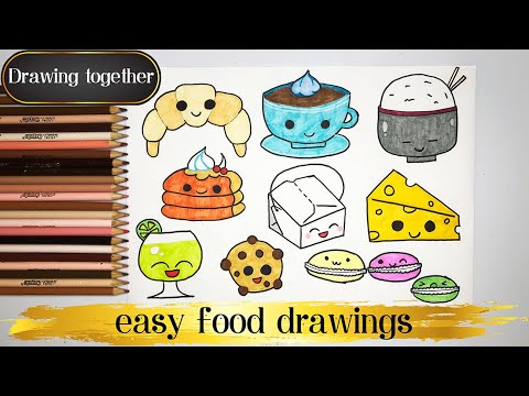 easy food drawings - YouTube