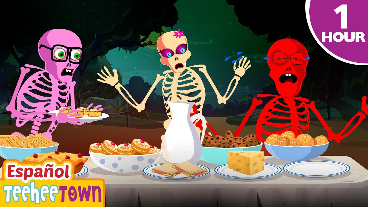 [4K] Cena de esqueletos con bruja 🍽️💀| Canciones espeluznantes para ...