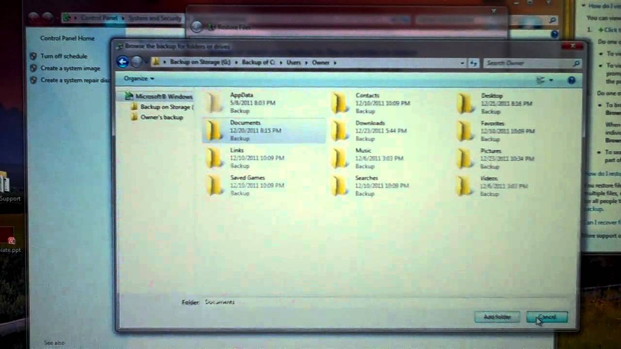 Windows 7 32bit -Using File Restore to Recover Deleted Files or Folders ...
