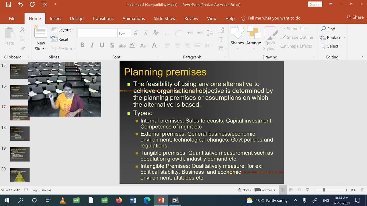 Process of Planning, Planning premises and Barriers to Effective ...