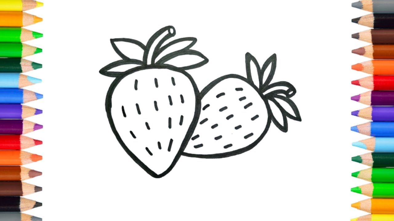 How to draw cute Strawberry for toddlers || How to draw strawberries ...