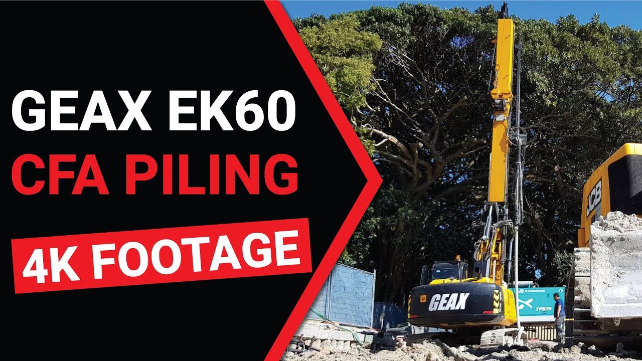 4K| Geax EK60 Piling Rig in CFA Piling Work (Continous Flight Auger) - YouTube