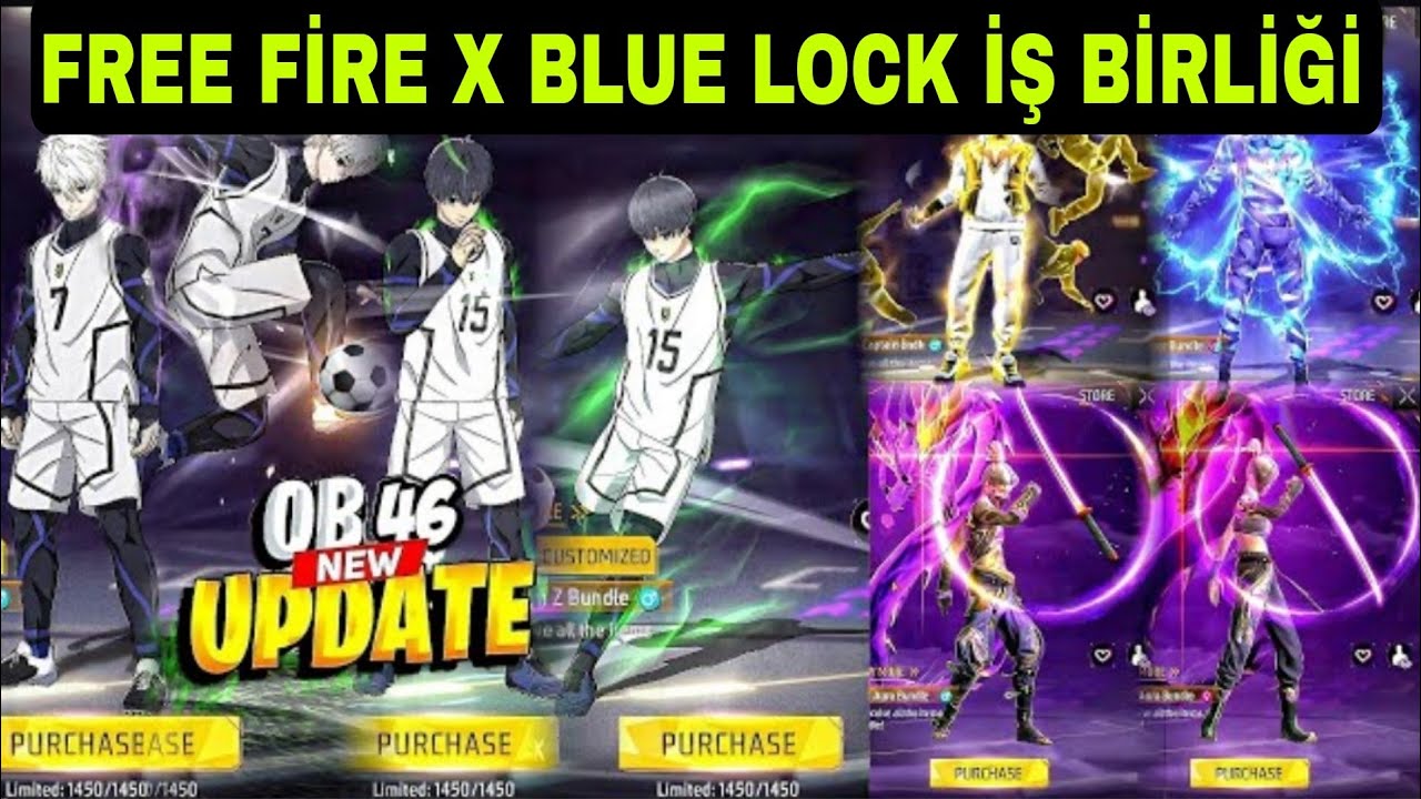 FREE FIRE X BLUE LOCK PAKET KOLEKSİYONU YENİ EFSANEVİ MÜTHİŞ KOSTÜMLER ...