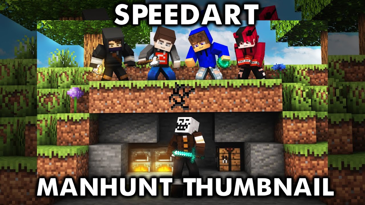 SPEEDART | MINECRAFT MANHUNT THUMBNAIL FOR @iTzFelin [KAINX] - YouTube