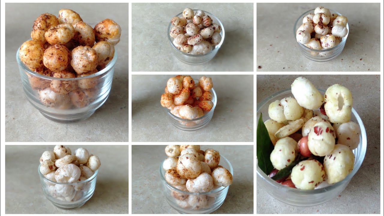 7 days 7 types of makhana / roasted masala makhana / phool makhana ...