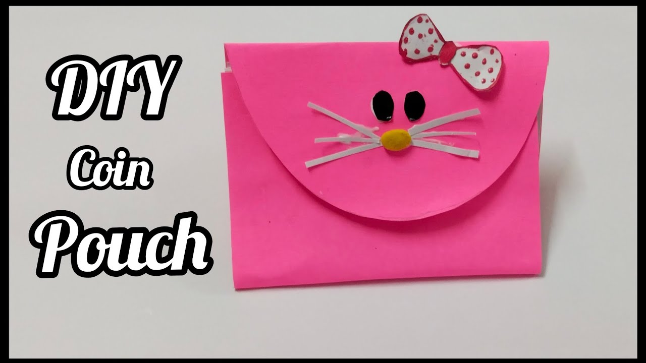 How to make cute pouch with paper ll Diy coin pouch 👝💗 - YouTube