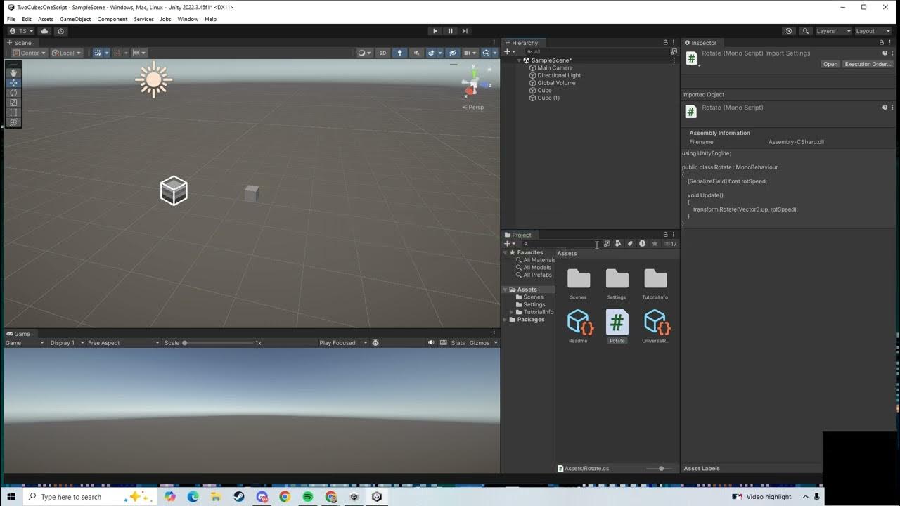 Rotate Two Cubes at Different Speeds Using the Same Script - YouTube