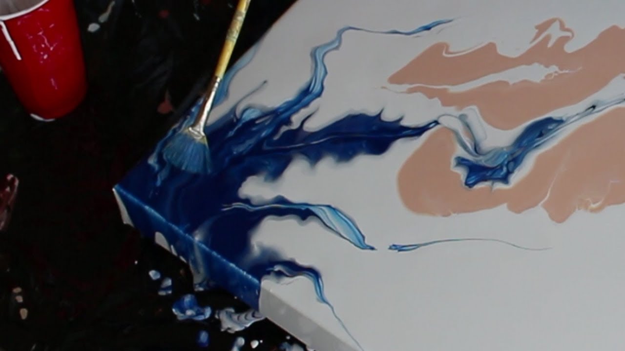 Fluid Painting with Fan Brushes 20" x 20" - YouTube