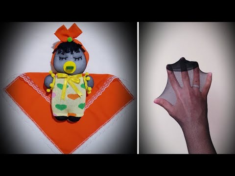 😍SİYAH İNCE ÇORAPTAN KUNDAKTA SARILI BEBEK YAPIMI/❤Yapılışı çok Kolay