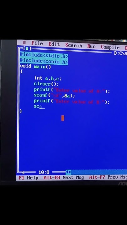 #input from user and sum/addition of 2 number c launguage coding #c coding #coding # turboc++ ...