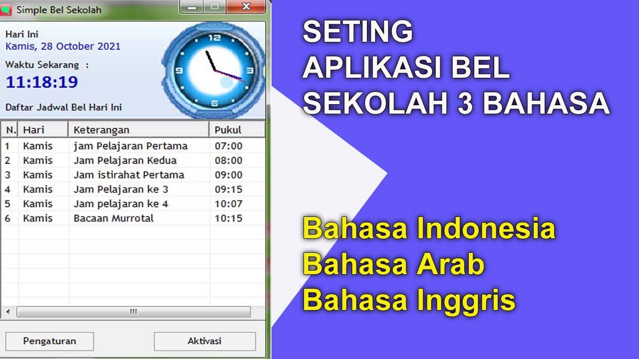 Cara Seting Aplikasi Bel Sekolah Otomatis 3 Bahasa - YouTube