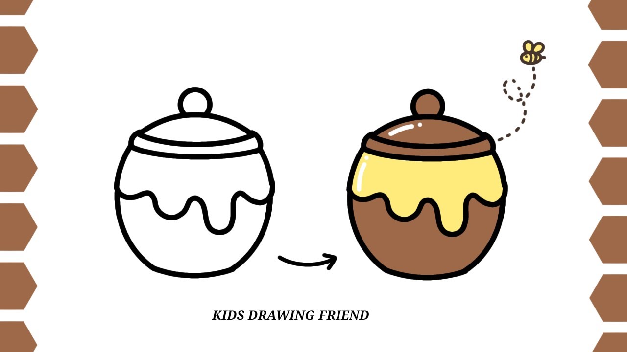 How To Draw Easy Cute Honey Pot Step by Step Drawing And Coloring ...