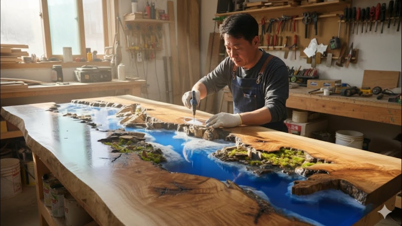 How A Korean man who brings dead wood back to Life | epoxy resin table ...
