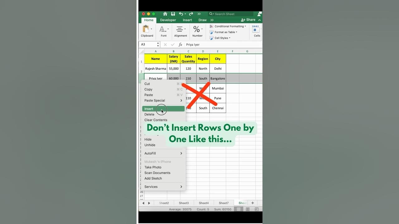🛑 Stop Inserting Rows Manually! 😳 Try This Awesome Excel Trick‼️ #shorts #ytshorts #ytviral ...