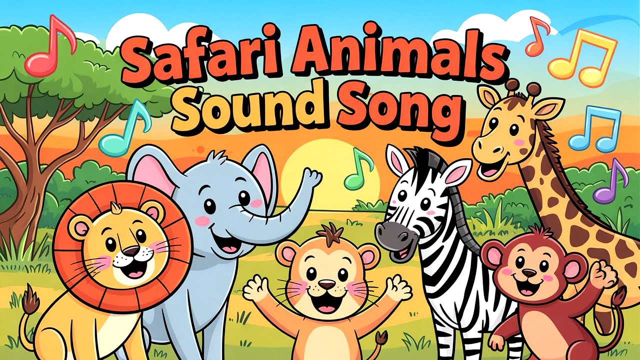 Safari Animal Sounds Song | Nursery Rhyme for Kids - Learn Animal Names ...
