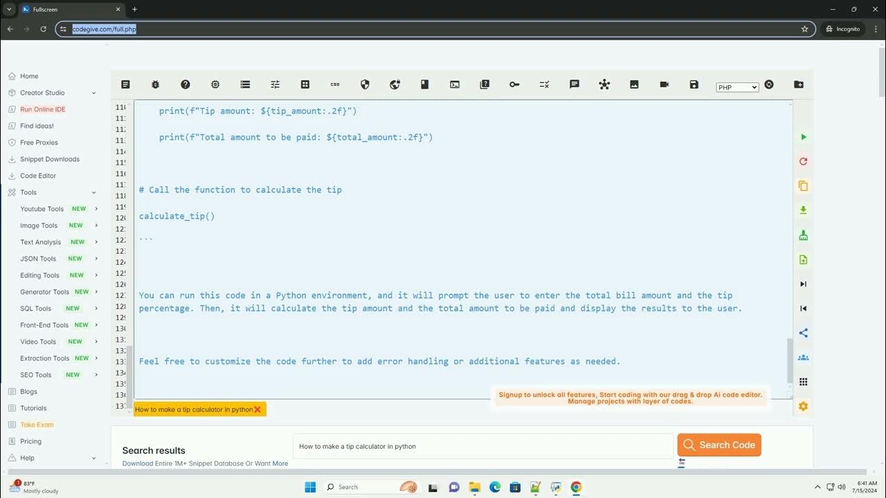 How to make a tip calculator in python - YouTube