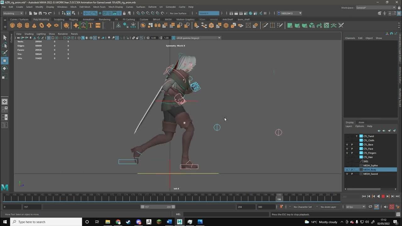 Azri rig run cycle animation draft 2 - YouTube